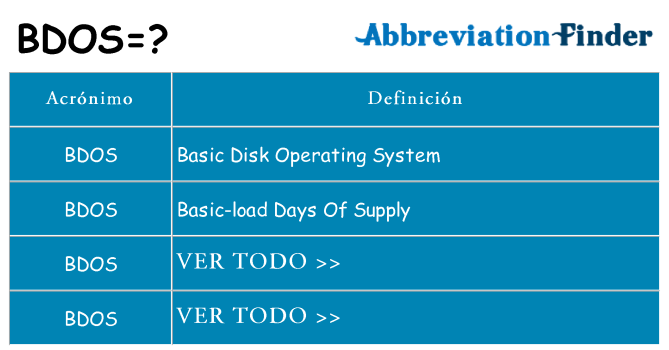¿Qué significa BDOS? ¿Qué significa BDOS?